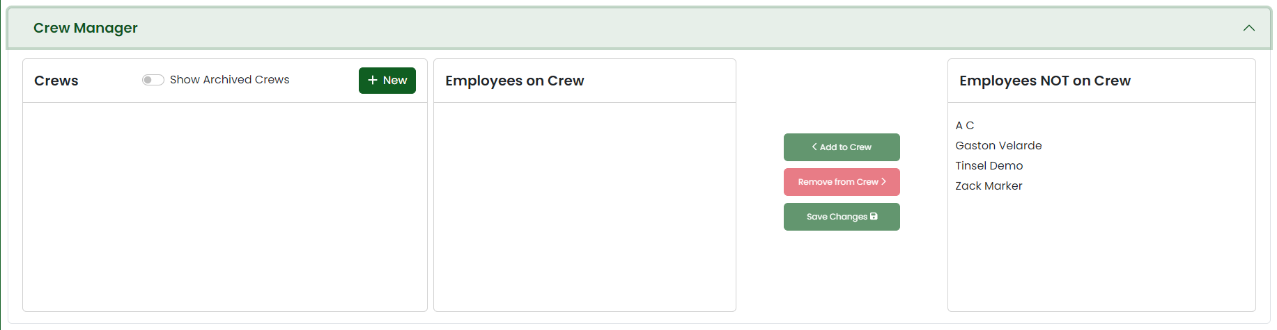 Crew Management – Tinsel Support